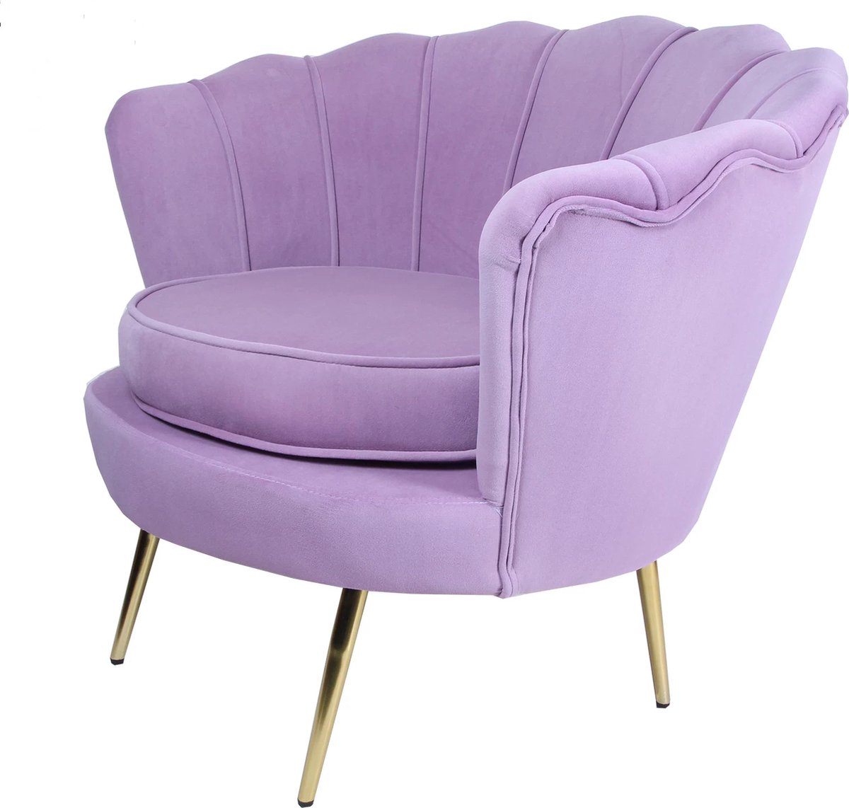 Luxe Velvet Chair Schelp Stoel Lila met Goudkleurig onderstel ...