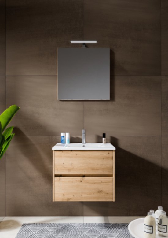 Gena Orbada badmeubel onderkast 60 cm met 2 lades natuur eiken | bol