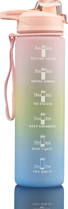 Motivatie Drinkfles - Waterfles 1 liter - Lekvrije Drinkfles ...