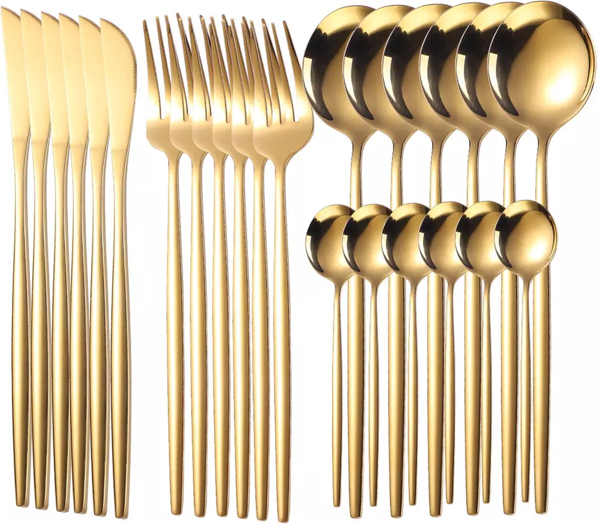 Timmers Trading Bestekset 6 persoons - Gouden bestek - Bestekset goud ...