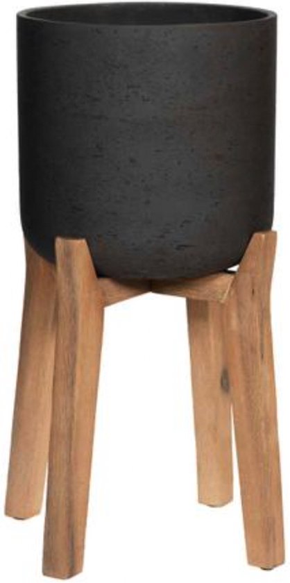 Ronde bloempot op houten vierpoot staander van Naturn Living ...