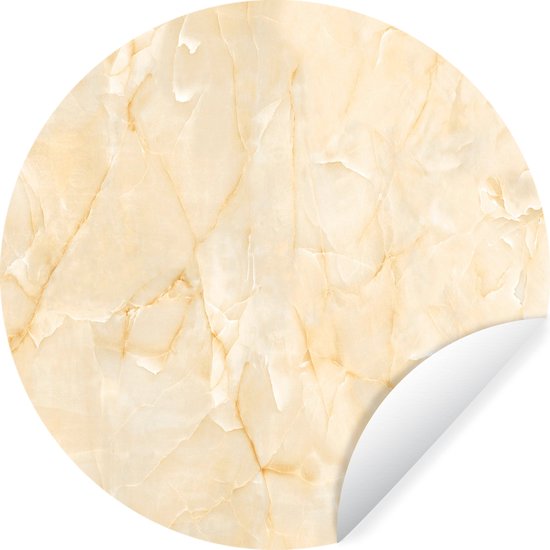 WallCircle - Muurstickers - Behangcirkel - Marmer - Geel - Wit - ⌀ 140 cm - Muurcirkel... | bol