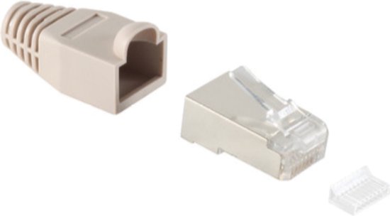 RJ45 Stekker met Grijze Tule - CAT5 en CAT6 - Per stuk - 8P8C - STP ...