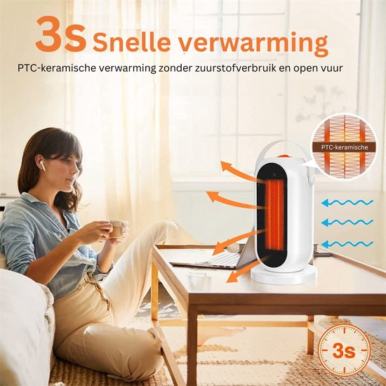 Thuys Elektrische Kachel - Infrarood Verwarming Vrijstaand - Keramische Kachel Laag... | bol.com