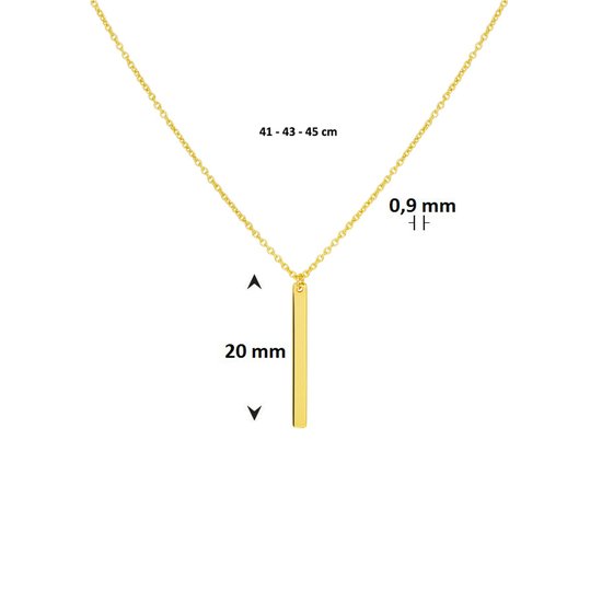 collier balkje 41 - 43 - 45 cm 14K geelgoud 4019328 | bol