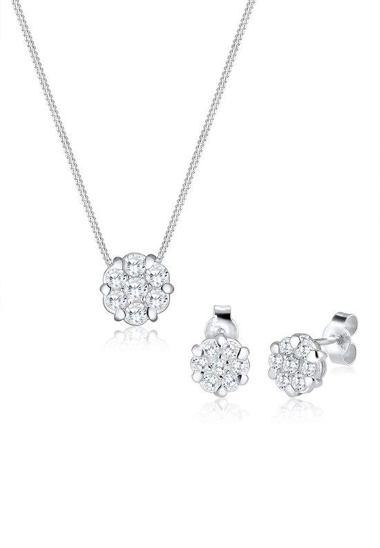 Elli Dames Sieraden Set dames bloem met zirkonia kristallen in 925 ...
