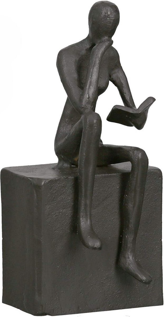 Man met boek - Metalen beeldje 15 cm hoog - Zwart - Modern ...