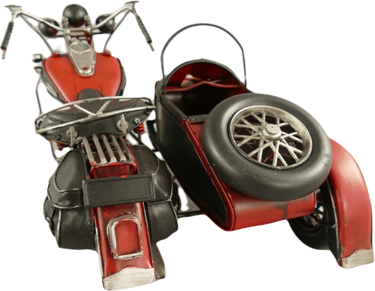 Decoratieve Motor Zijspan - Miniatuur 36x23x18cm - Rood/Zwart - Model ...