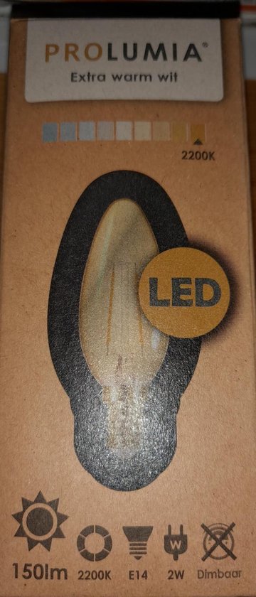 PER 5 stuks Prolumia LED lamp, kaars, E14, 320°, filament 2W, 2200K ...