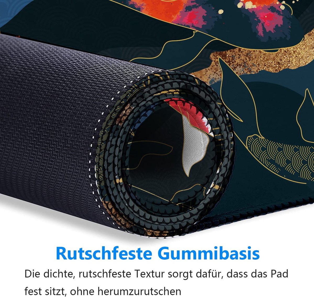 Gaming muismat XXL 800 x 300 mm Japan Art Koi en zwart muismat groot ...