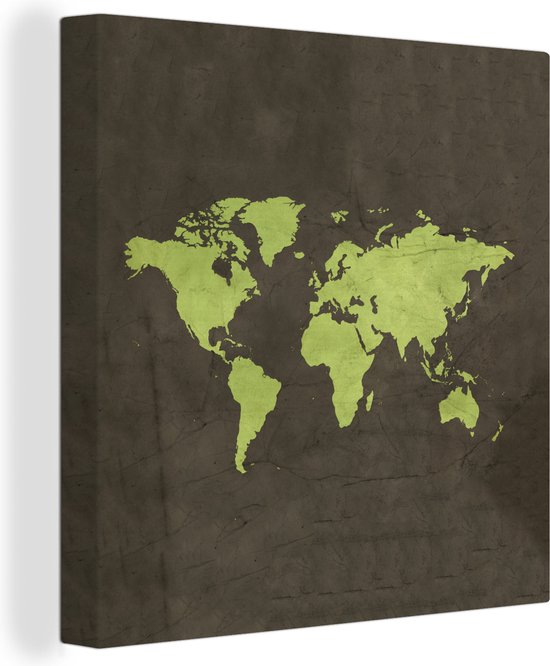 Canvas Wereldkaart - 20x20 - Wanddecoratie Wereldkaart - Topografie ... Canvas Wereldkaart - 20x20 - Wanddecoratie Wereldkaart - Topografie ...