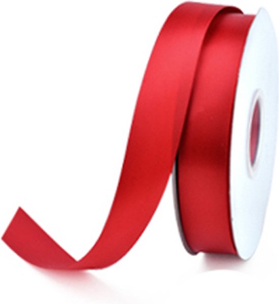 Satijn Lint 2,2 cm - Rood (250) - Dubbelzijdige Kwaliteit - Rol 91,4 ...
