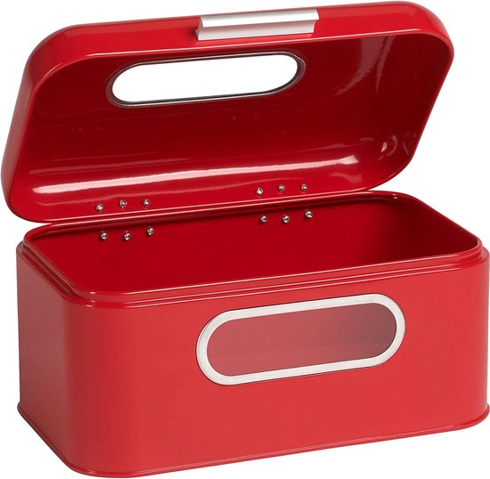 ECHTWERK Broodtrommel, broodtrommel, van metaal,"smal", rood, 30 x 20 x ...