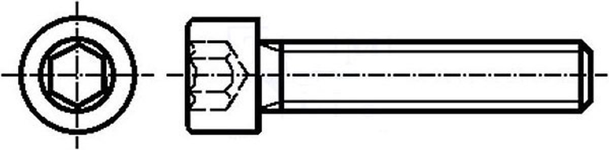 M6 Inbusbout - 6 x 50mm - klasse 8.8 - Zwart - DIN 912 (10 stks) | bol.com