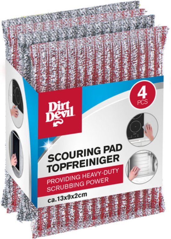 Dirt Devil - Aluminium Schuurspons 4-pack - Deep Clean - RVS | bol