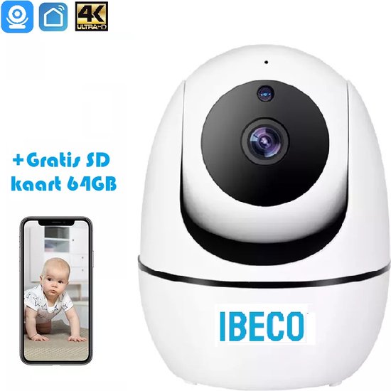 iBeco Full UHD 4K Wifi Babyfoon met Camera - Met App - Camera Beveiliging - 2160P -... | bol