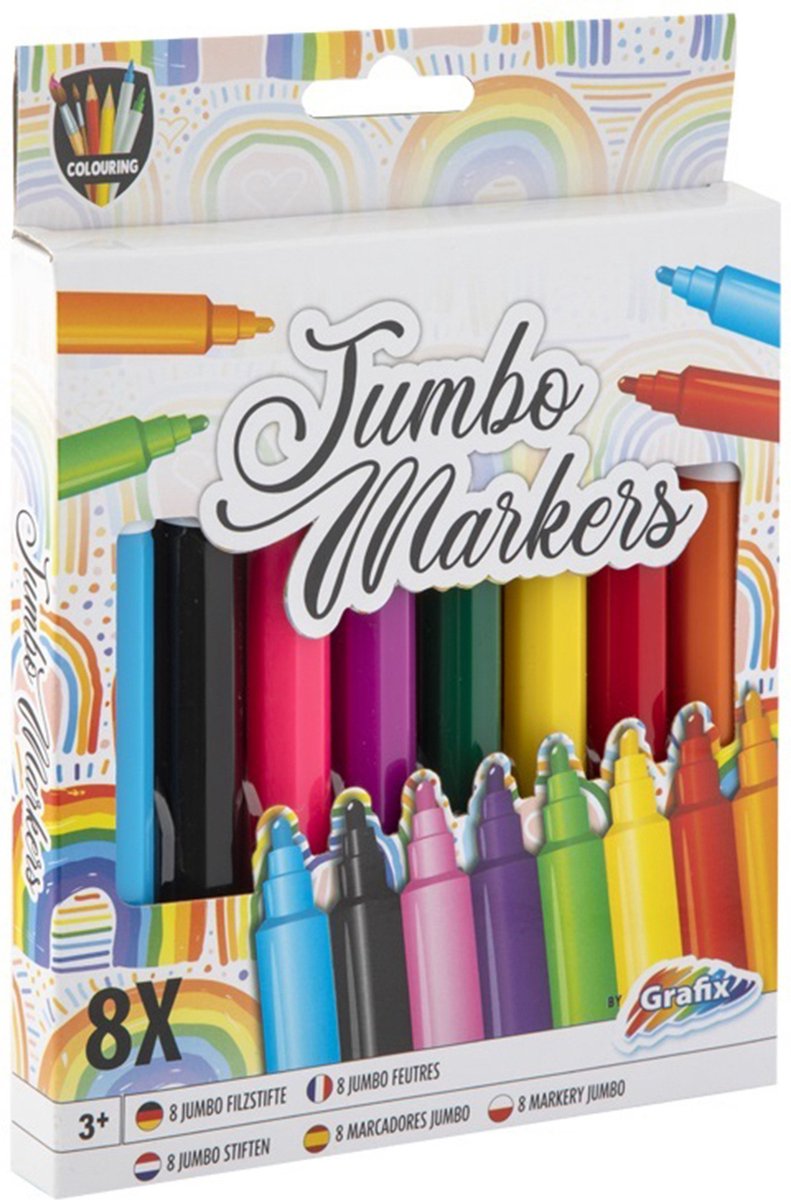 Grafix Gekleurde jumbo stiften/markers - Creatief kinderspeelgoed ...