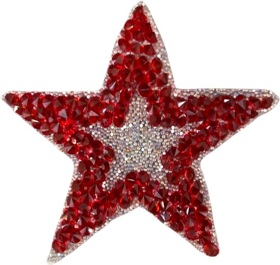 Ster Strass Strijk Embleem Patch Rood 5.8 cm / 5.8 cm / Rood Wit | bol.com