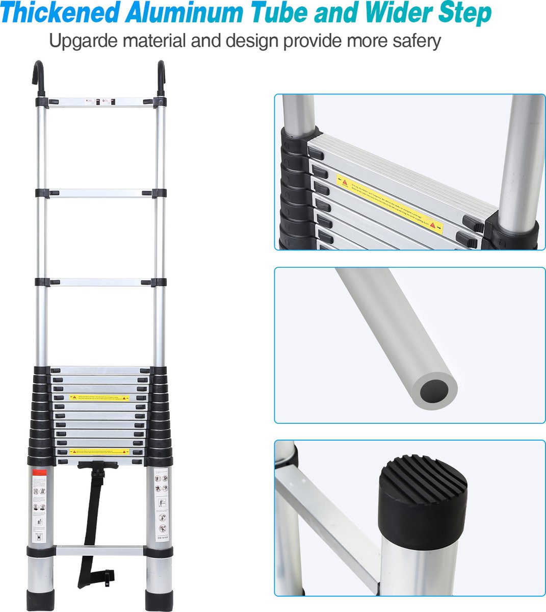 Telescopische Vouwladder met haak - Soft Close - Werkhoogte 3,2 mete ...