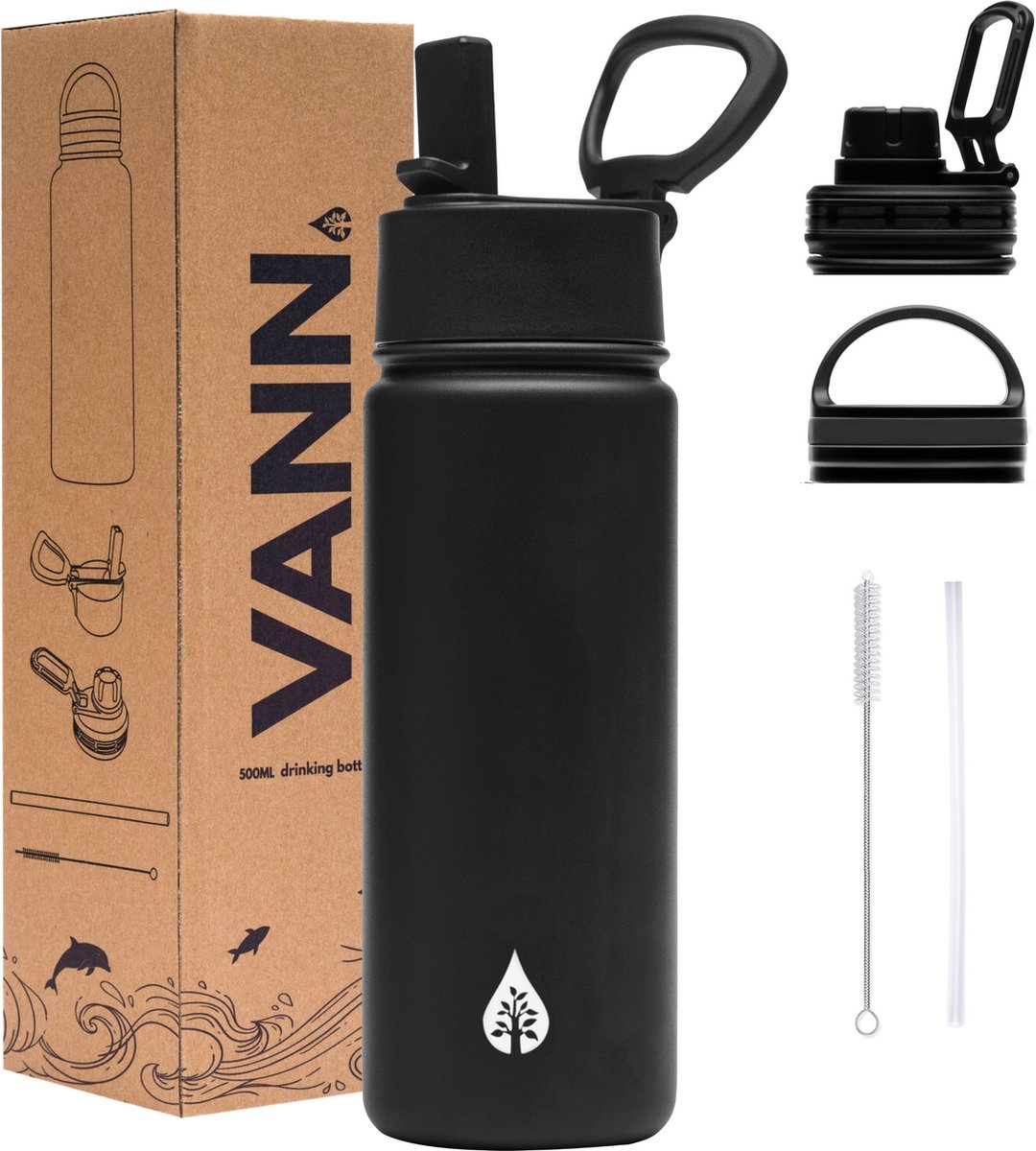 VANN® Waterfles 500 ml met rietje multifunctioneel - Drinkfles ...
