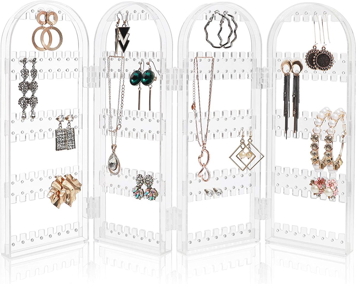 Kurtzy Vouwbare Acryl Sieraden Organiser – Huist 120 Paar Oorbellen – 5 ...