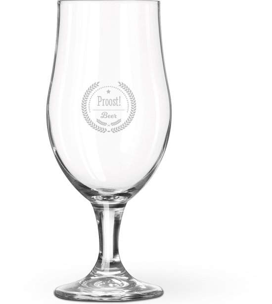 Gegraveerd bierglas op voet - gravure "Proost!" | bol.com