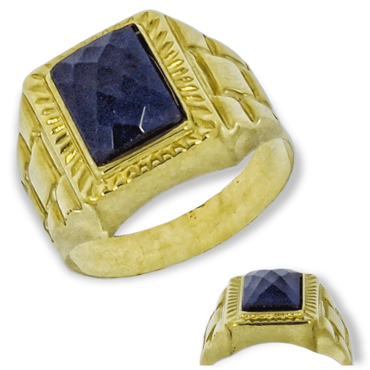 Gouden Herenring Saffier 14 karaats | bol.com