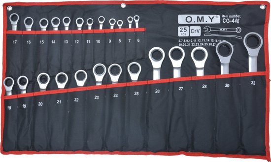 Meest complete Ringratel-steeksleutel set 25 dlg 6-32mm Metrisch ...
