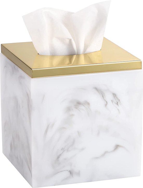 Luxspire Resin Paper Tissue Box Cover Holder, Modern Square Facial ...