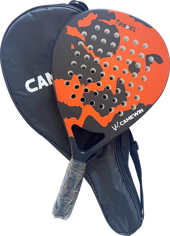 CAMEWIN Padel Racket - Oranje - Full carbon - met GRATIS rackethoes | bol