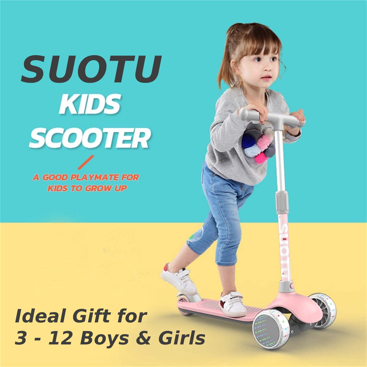 Suotu Kinderstep - Step - lichtgevende wielen - 3-12 Jaar - Jongens ...