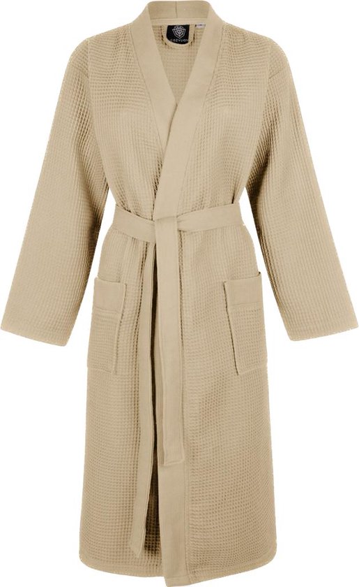 Luxe Wafel Badjas voor Sauna / Wellness (Taupe) - S - Unisex - COZYLION ...