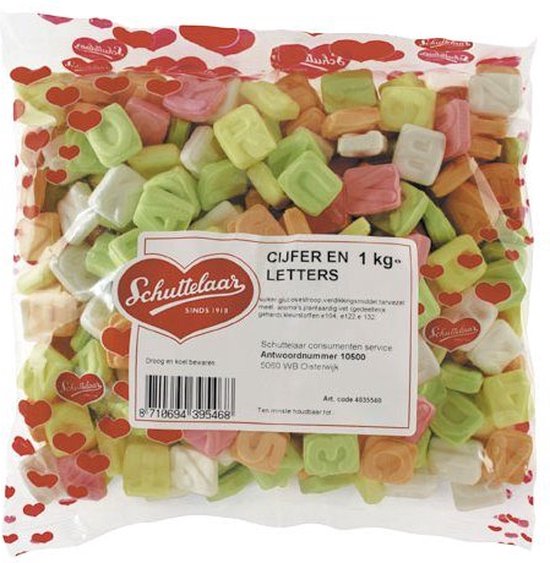 Schuttelaar - Cijfers en Letters - 1 kilo - Sint Zoetwaren - Sint ...