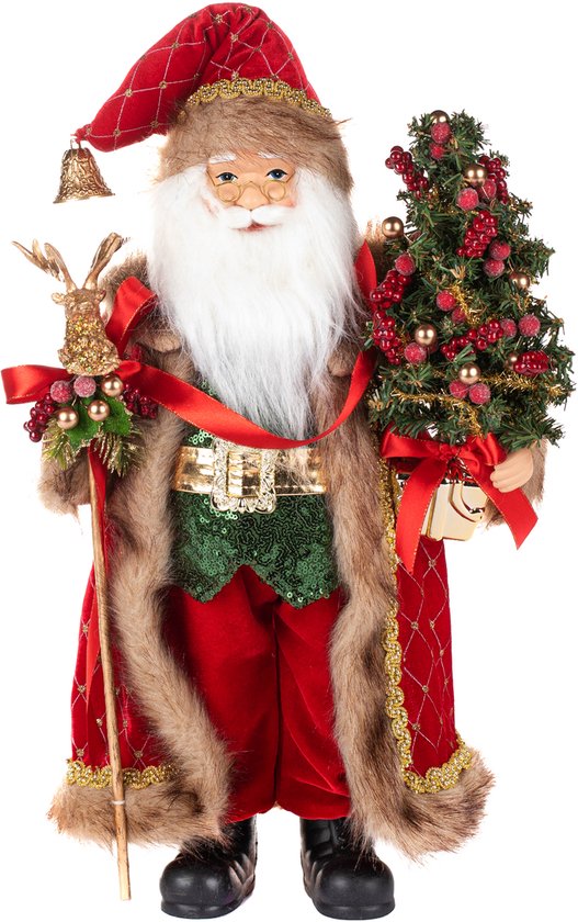 Viv! Christmas Kerst Decoratiebeeld - Kerstman met Kerstboompje en staf ...