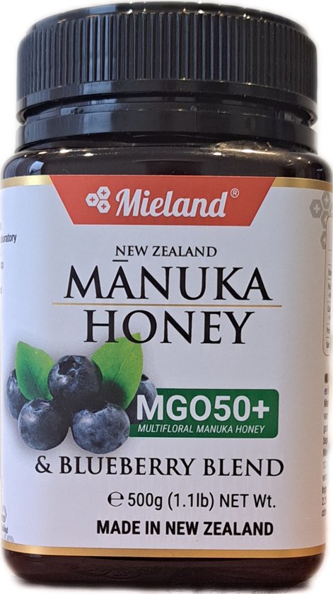 Unieke Manuka honing met bosbessensmaak MGO 50+, 500 gram, Mieland ...