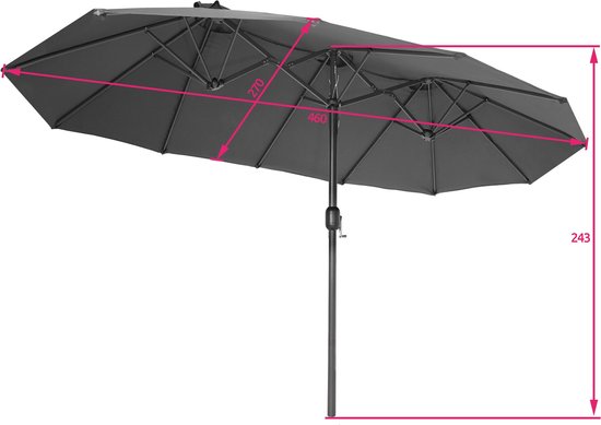 Goose Lyne® | Parasol - Grijze Parasol - Tuinparasol - Zonnescherm - XL ...