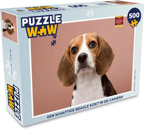 Puzzel Een schattige Beagle kijkt in de camera - Legpuzzel - Puzzel 500 ...