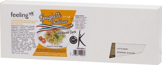 Feeling OK | Spaghetti Tricolore | 1 x 500 gram | Koolhydraatarme Pasta ...