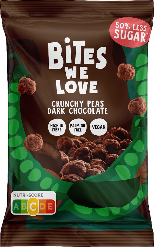 Bites We Love - Crunchy Peas Dark Chocolate (30 gr) | bol