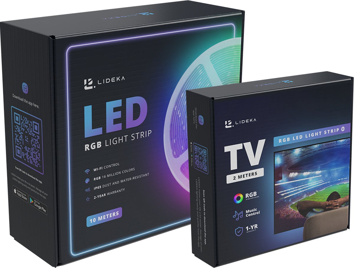 Lideka® - LED strip 10 meter + TV strip 2M - RGB - Met Afstandsbediening - Zelfklevend... | bol.com