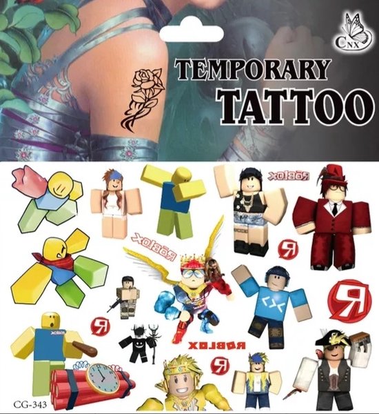 Roblox tattoo - Plaktattoo - Neptattoo - Roblox speelgoed - Robux ...