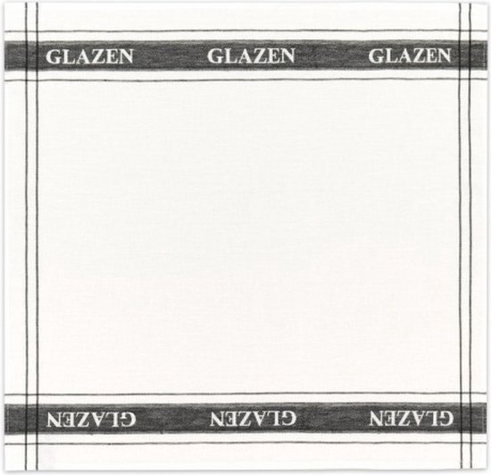 DDDDD Theedoek halflinnen (glazendoek, wit-zwart) set van 6 | bol