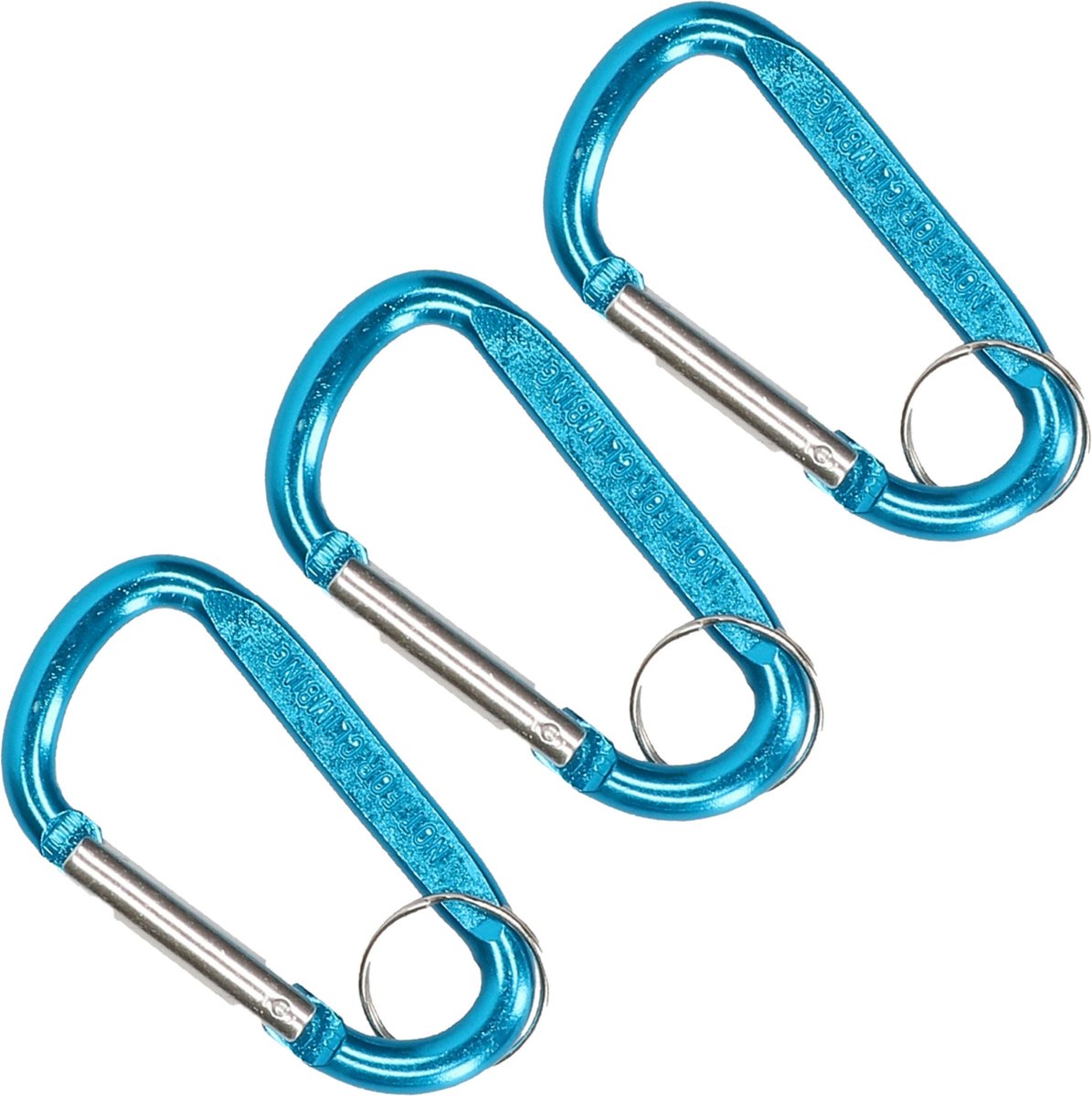 Karabijnhaak sleutelhanger - 3x - metaal - blauw - 8 cm | bol.com