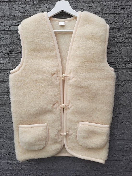 Schapenwollen bodywarmer 100% natuurproduct - Wit/creme - schapenwol ...