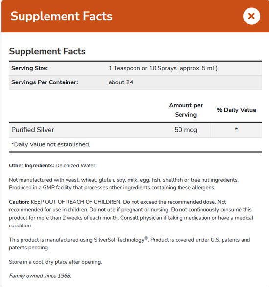 Silver Solution liquid 118ml - colloïdale zilveroplossing 10ppm | NOW | bol