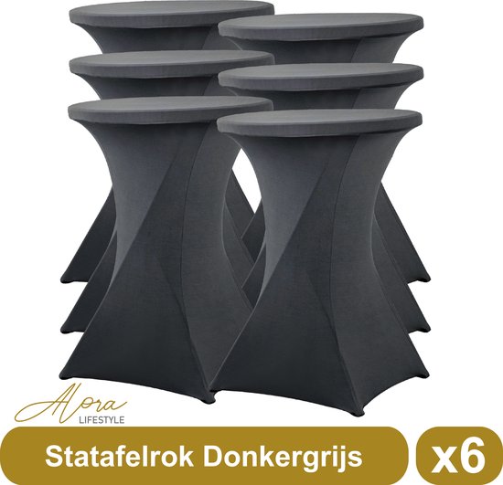 Statafelrok donkergrijs 80 cm - per 6 - partytafel - Alora tafelrok voor statafel -... | bol.com