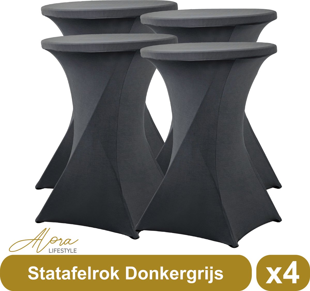 Statafelrok donkergrijs 80 cm - per 4 - partytafel - Alora tafelrok voor statafel -... | bol.com
