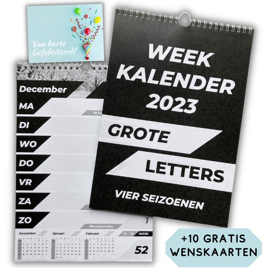 GROTE LETTERS - Weekkalender 2023 - Wandkalender - Ophangbaar - A4 ...