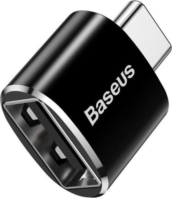 Baseus Mini USB-C naar USB-A Adapter Converter 2.4A Zwart | bol