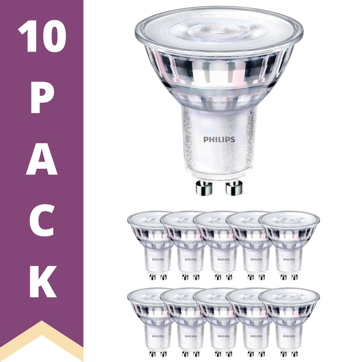 Philips CorePro LED GU10 lampjes - 5W (65W) - Warm wit (830) - 10 ...